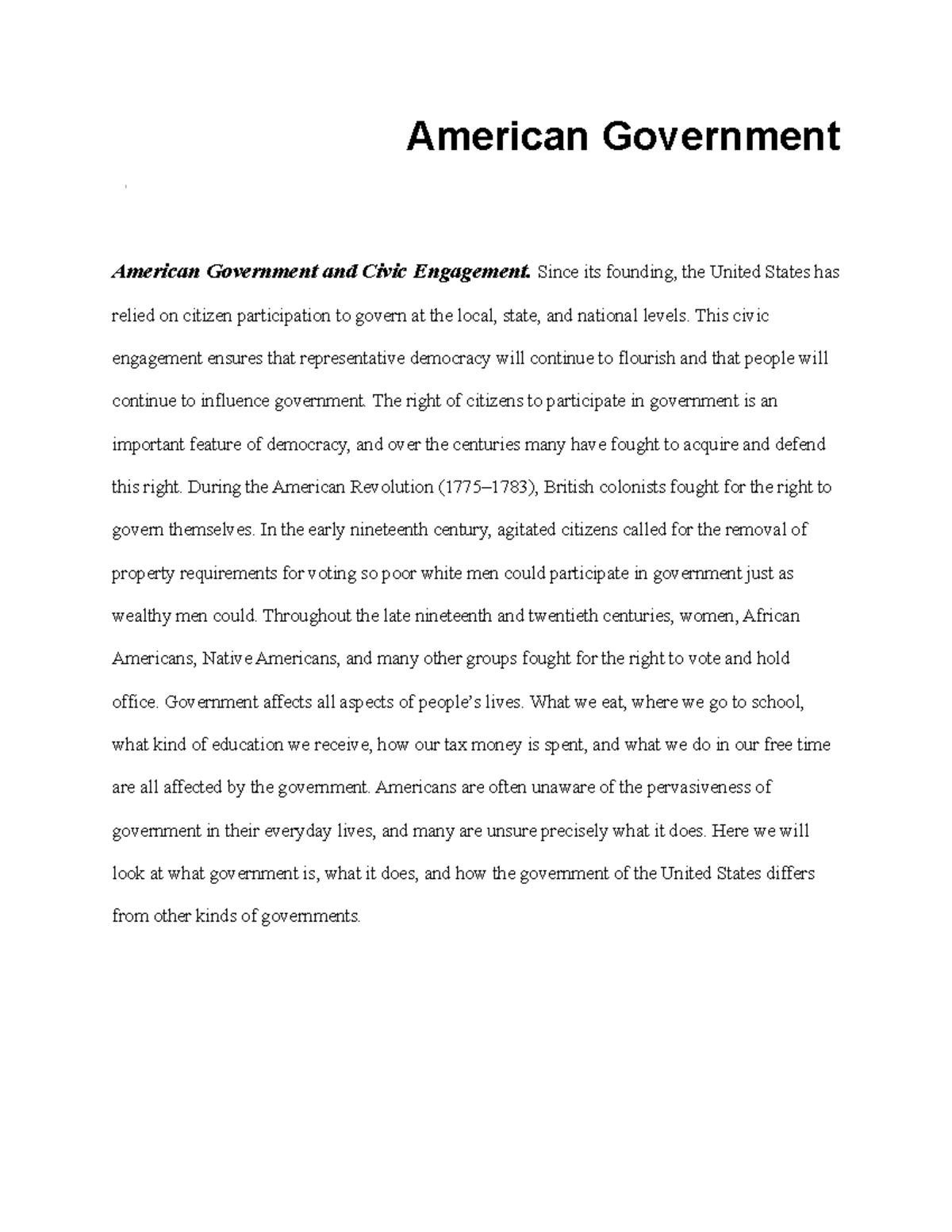 American Government - American Government American Government and Civic ...