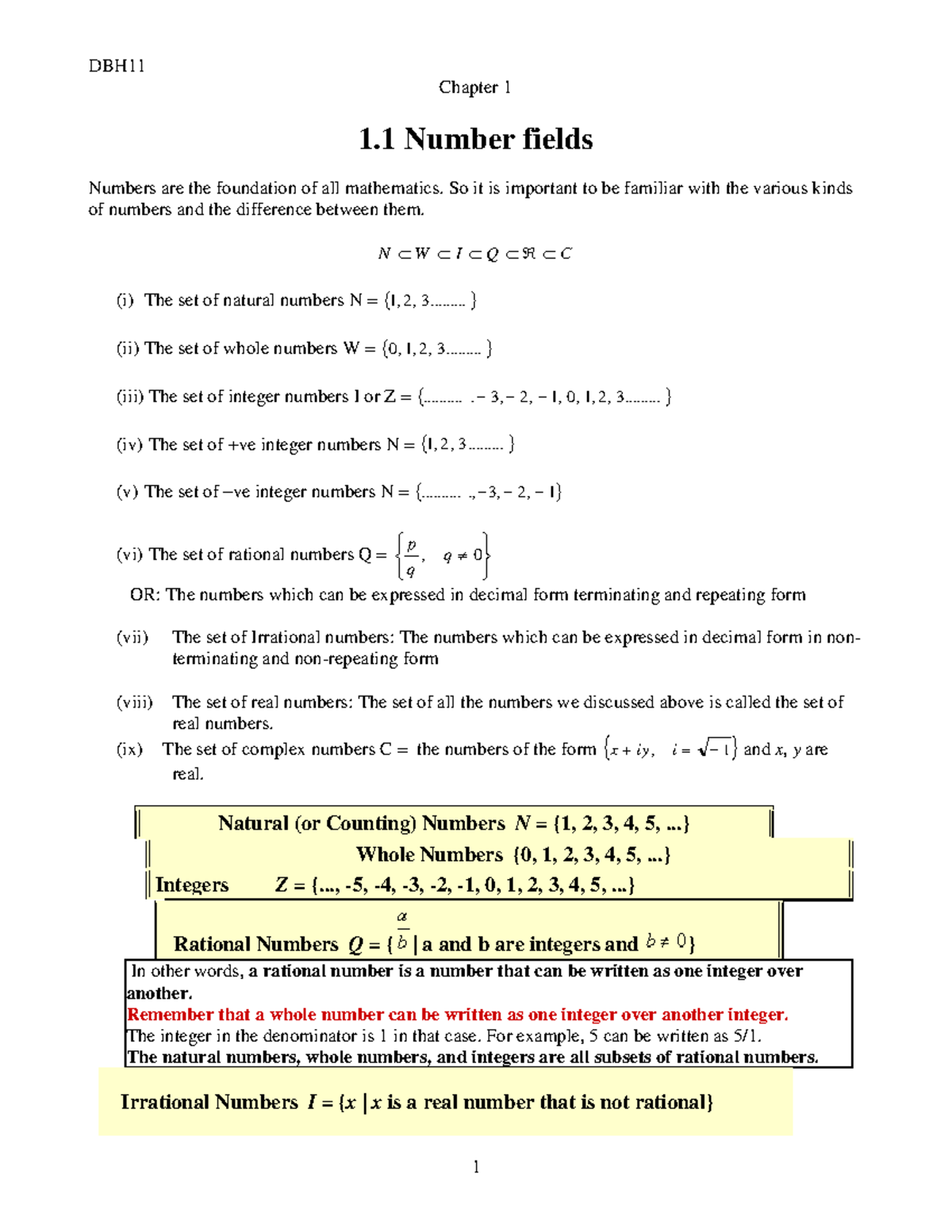 Math note 1 - It's very important - DBH11 Chapter 1 1 Number fields ...