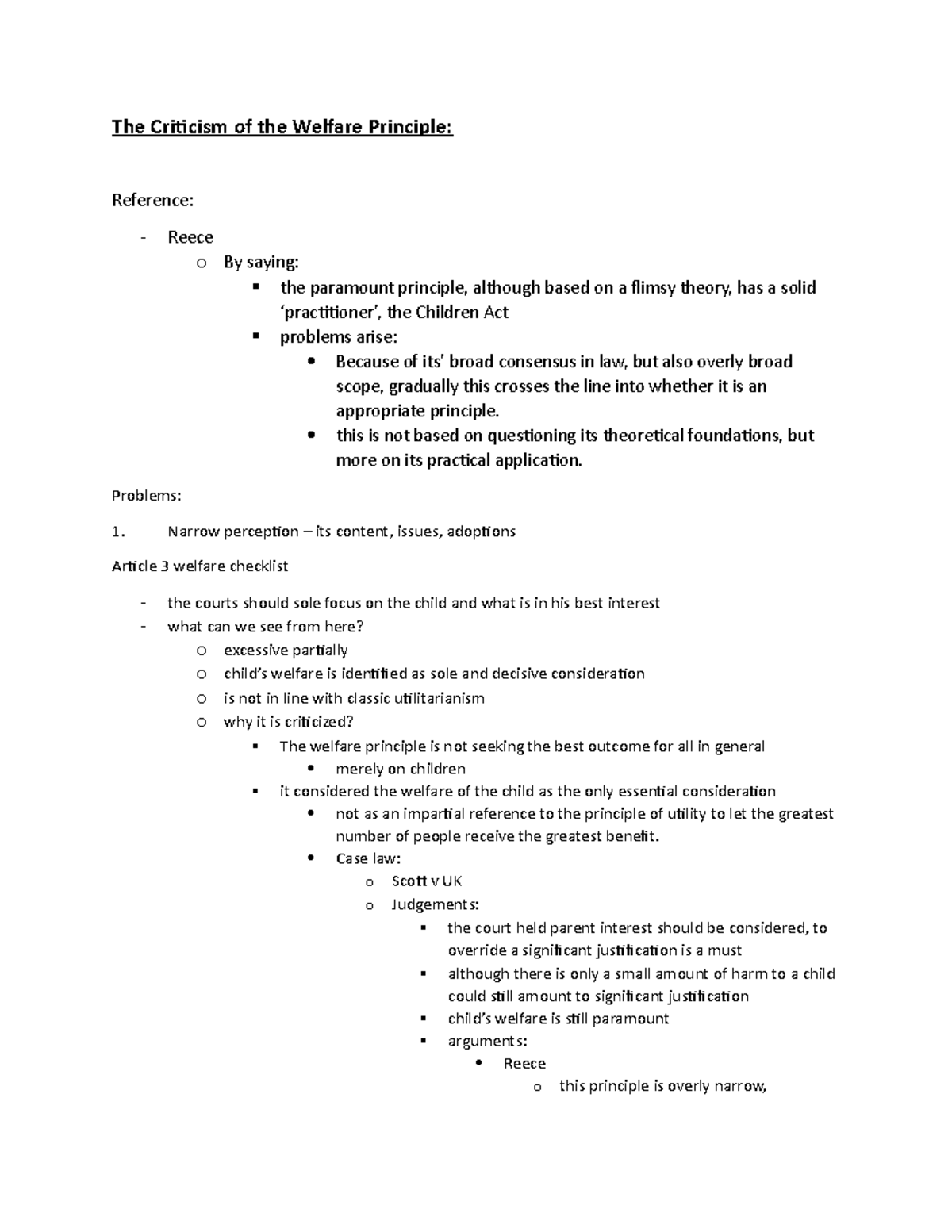 Family Law -The Criticism of the Welfare Principle 2 - The Criticism of ...
