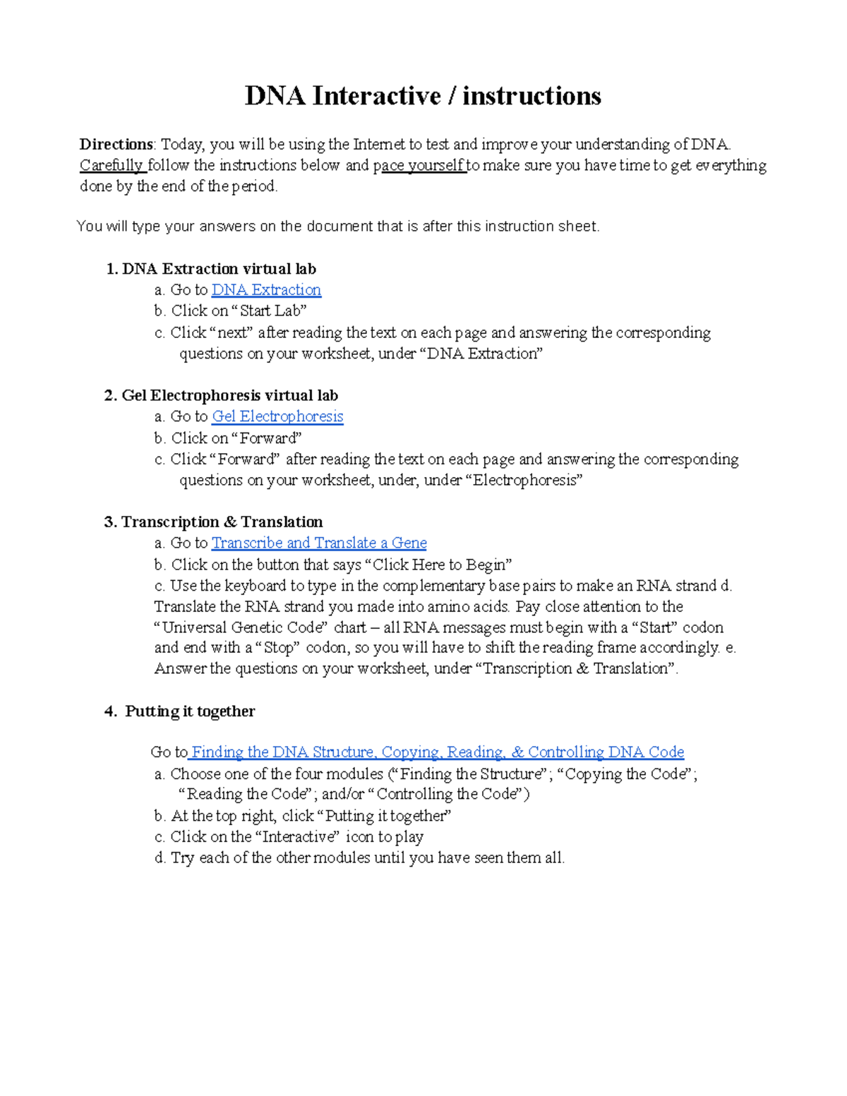 dna.interactive - DNA Interactive / instructions Directions: Today, you ...