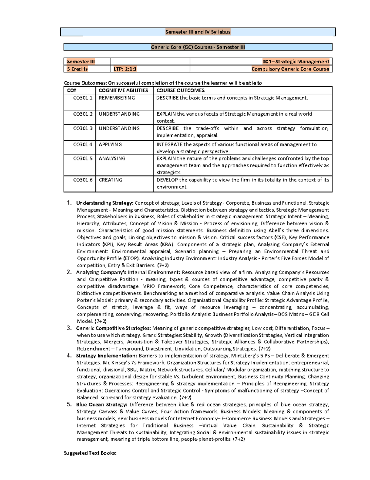 MBA Syllabus - Notes - Semester III and IV Syllabus Generic Core (GC ...