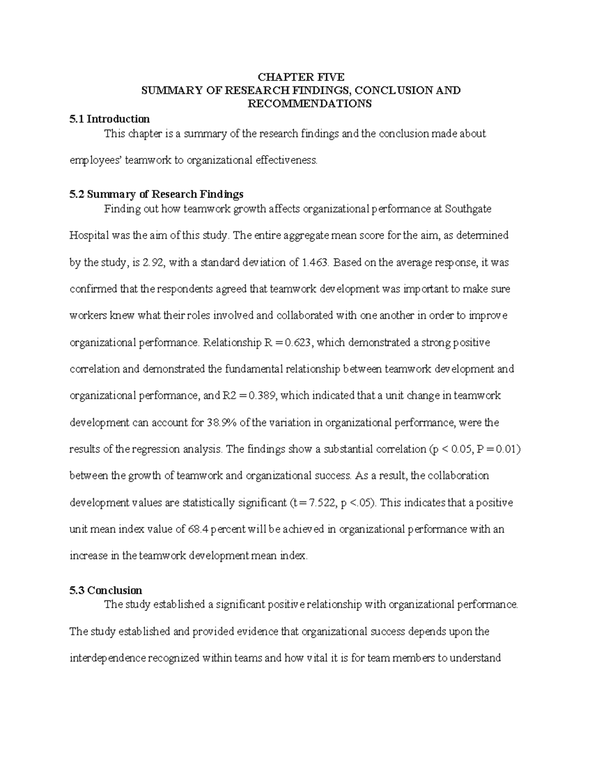 Chapter FIVE Approach - Research - CHAPTER FIVE SUMMARY OF RESEARCH ...