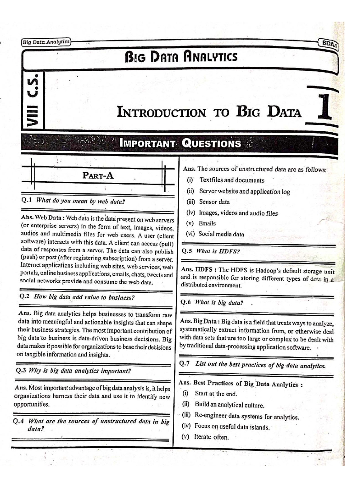 Bda nk summary computer science engineering - big data analytics - Studocu