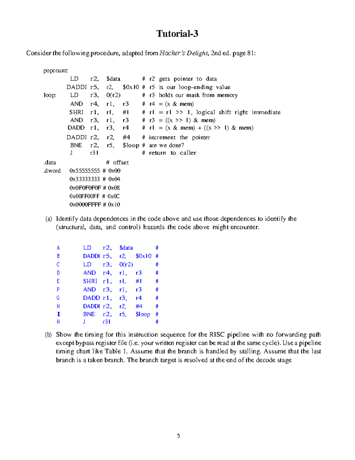 Tutorial-3 - Tutorial-3 - Consider the following procedure, adapted from Hacker’s Delight, 2nd ...