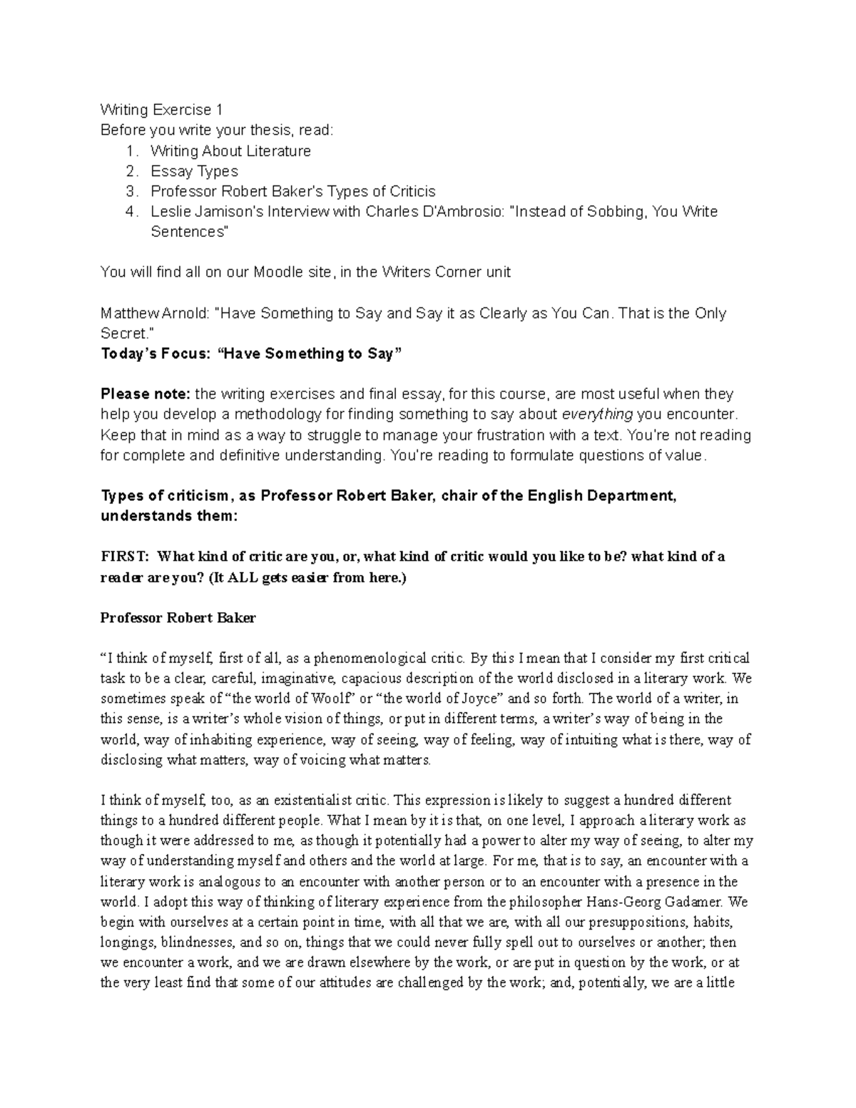 Writing Workshop Day 1 Have Something [of importance, in a defined ...