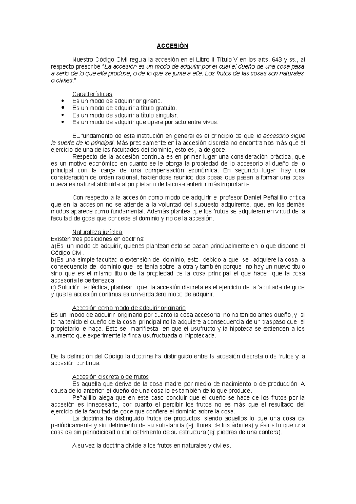 Accesion - ACCESIÓN Nuestro Código Civil regula la accesión en el Libro ...