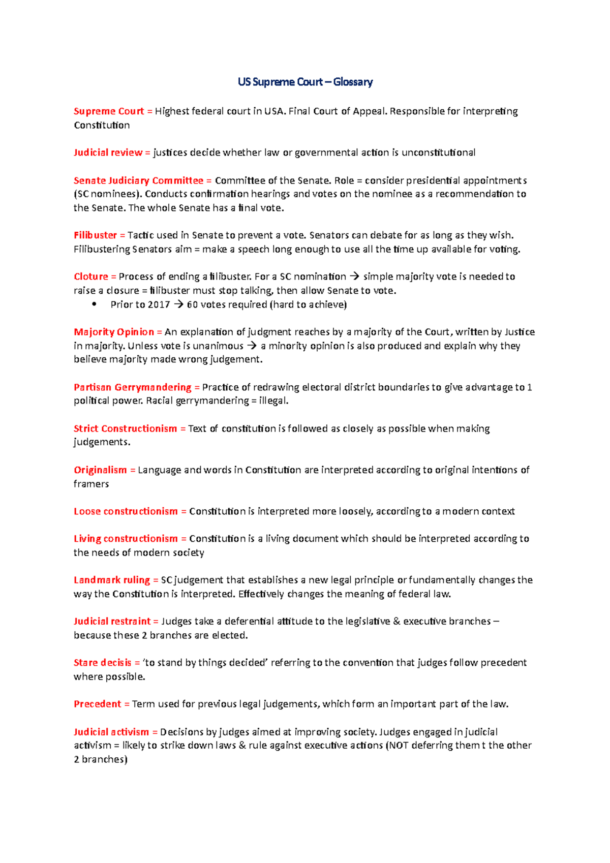 US Supreme Court - Glossary - US Supreme Court – Glossary Supreme Court ...