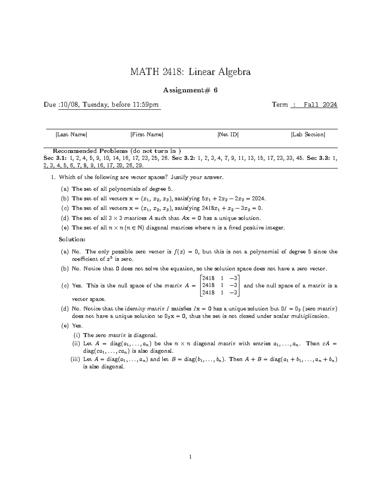 HW6(7) solutions - Help me study for exam - MATH 2418: Linear Algebra ...