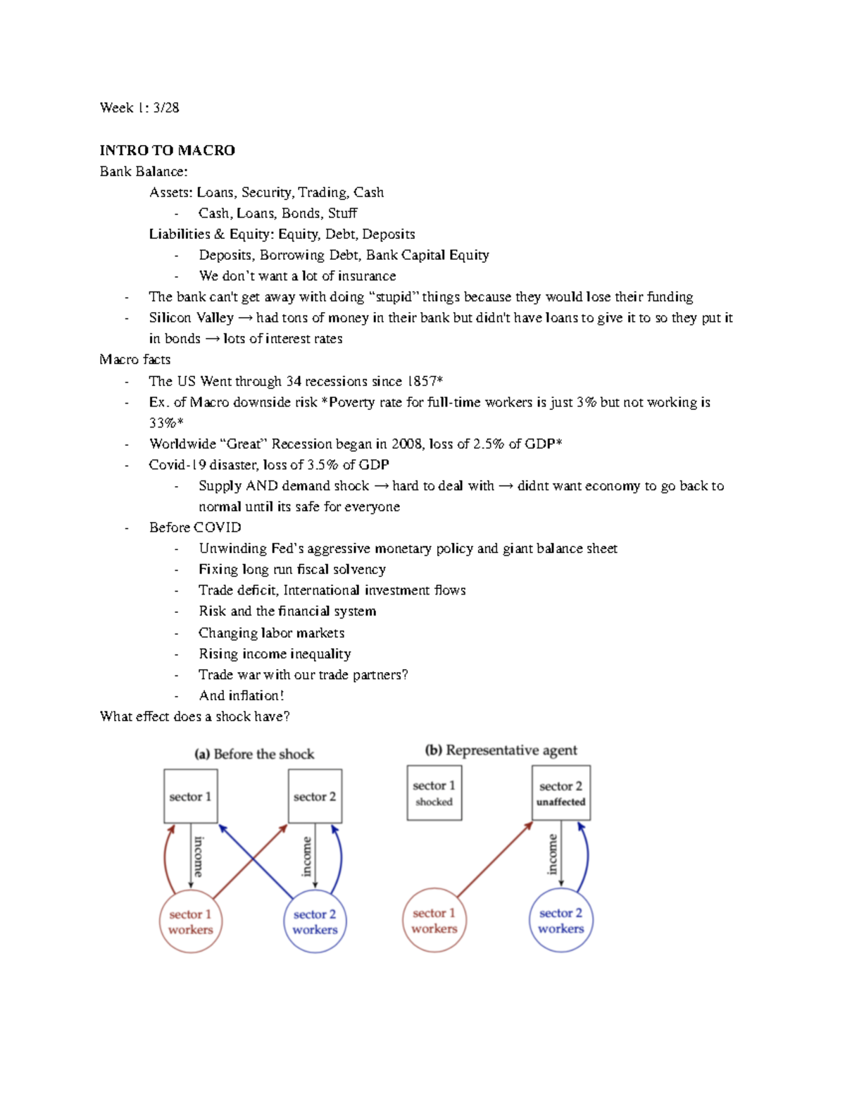 Econ 311 Lecture Notes 5 - Week 1: 3/ INTRO TO MACRO Bank Balance ...
