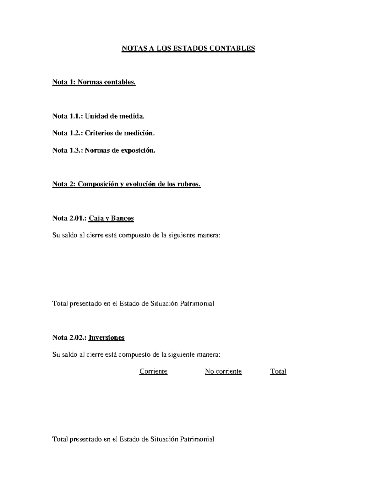 Notas a los Estados Contables (Contabilidad II) - NOTAS A LOS ESTADOS ...