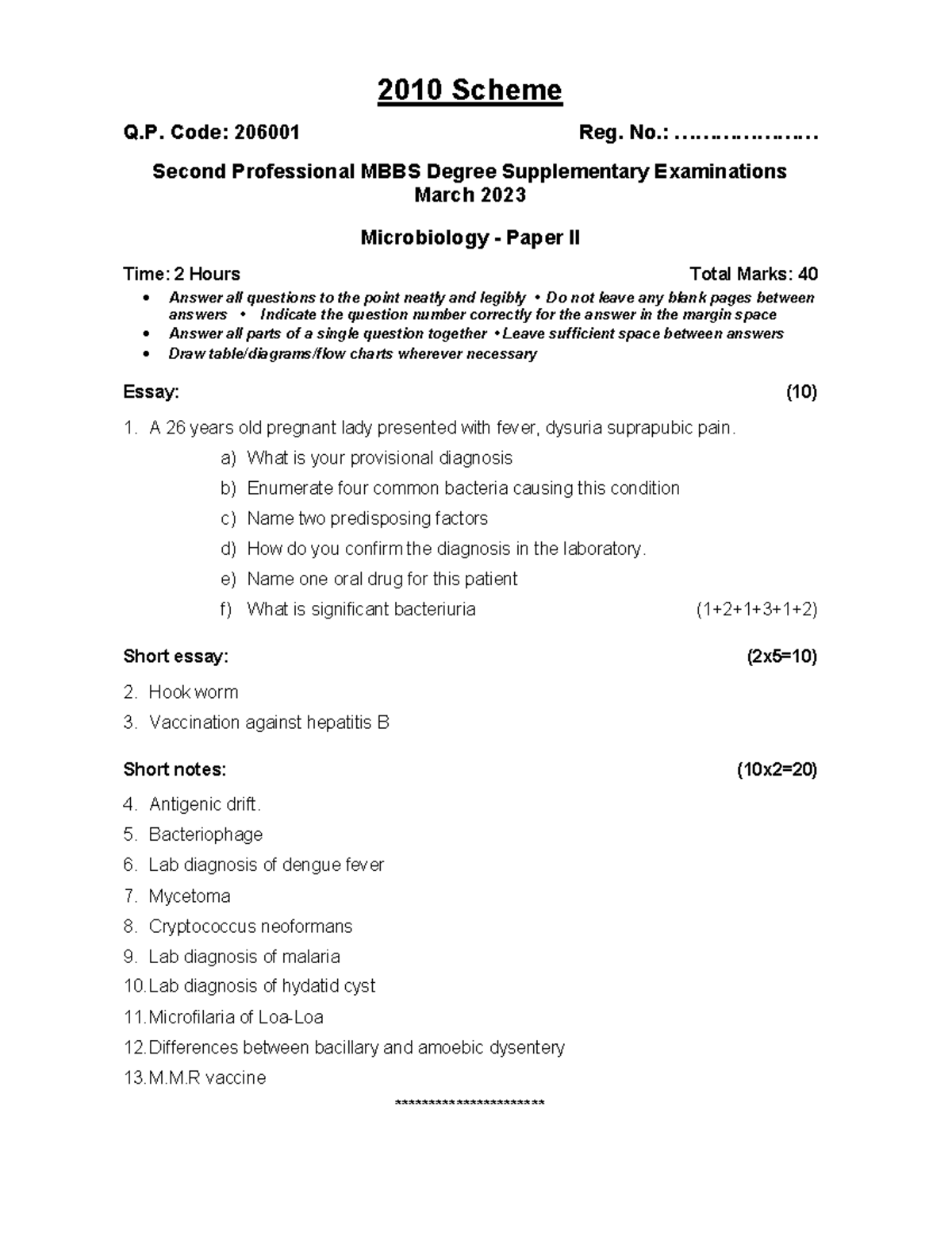 206001 - iue - 2010 Scheme Q. Code: 206001 Reg. No ...