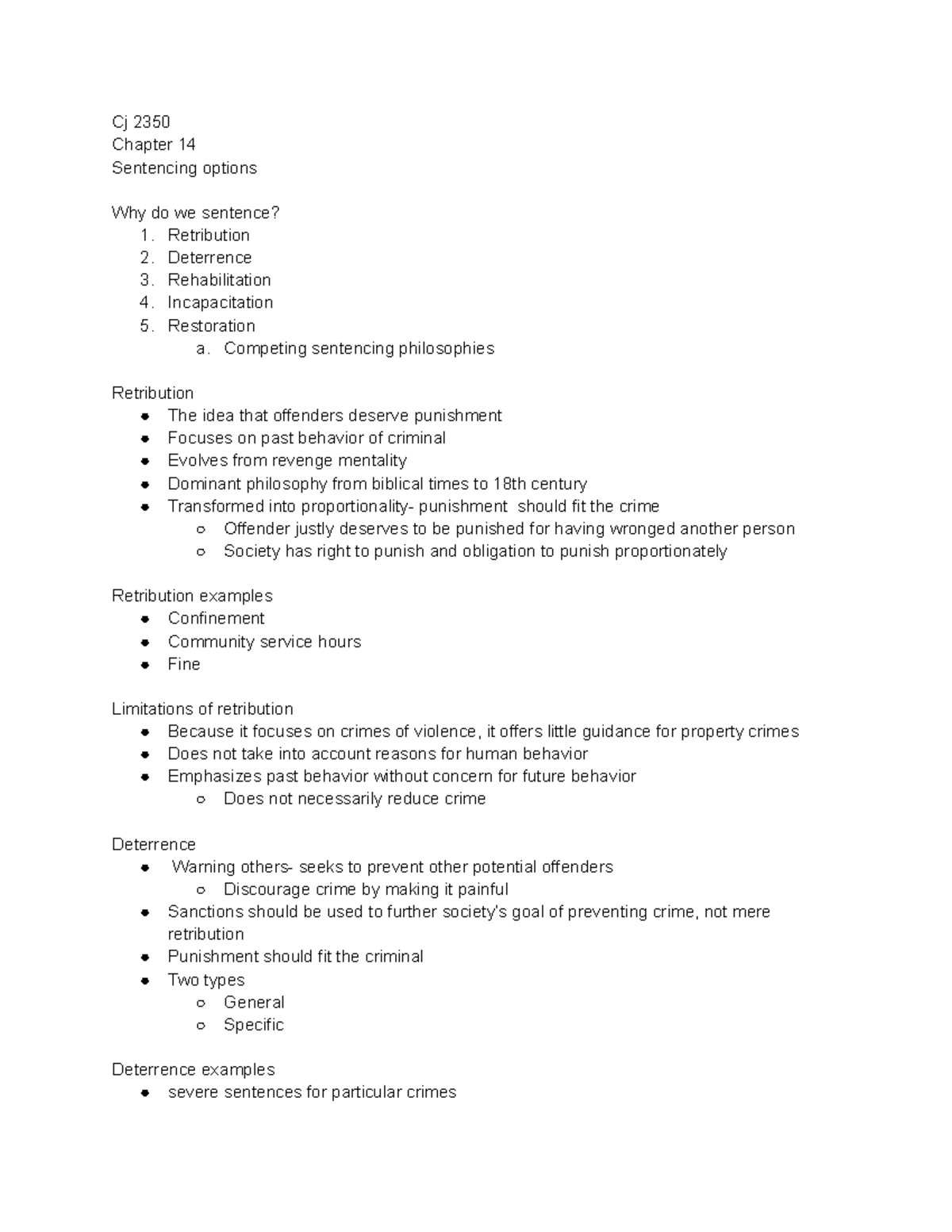 Cj 2350 - sentencing options, chapter 14 - Cj 2350 Chapter 14 ...