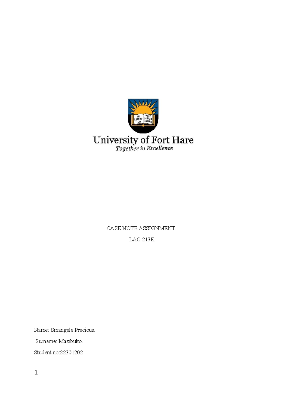 Ten commercial laws - CASE NOTE ASSIGNMENT. LAC 213E. Name: Smangele ...