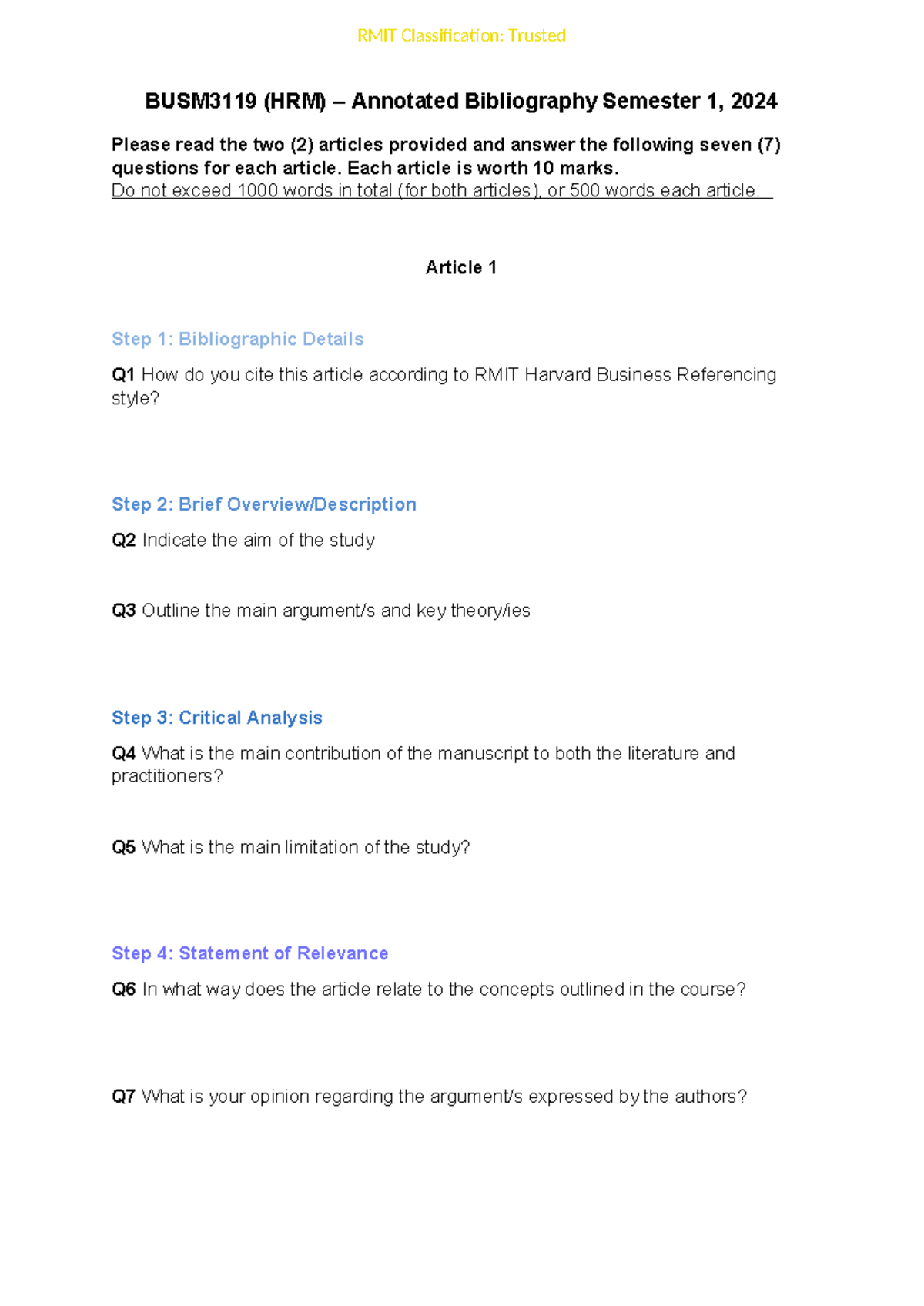 Hrm 2410 Annotated Bibliography Rmit Classification Trusted Busm3119 Hrm Annotated