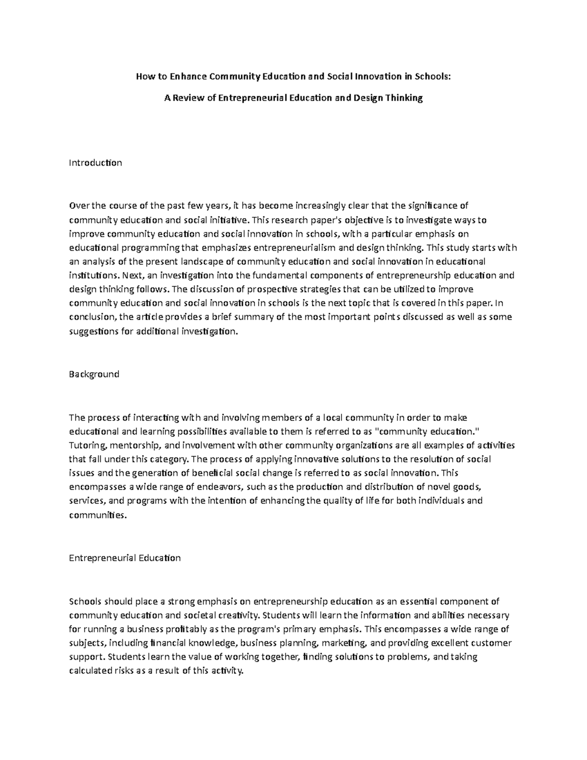 How to Enhance Community Education and Social Innovation in Schools ...