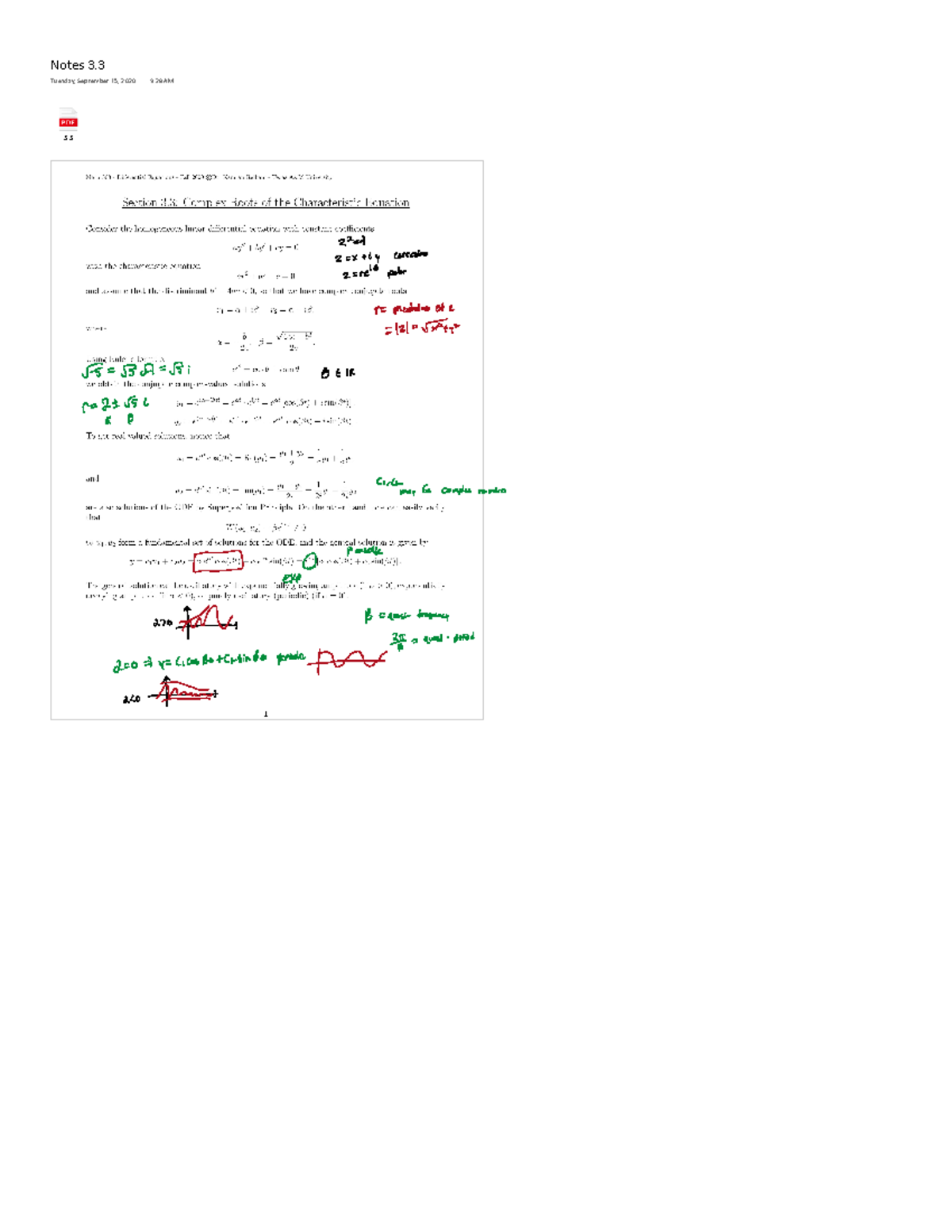 Notes Chapter 3.3 - MATH 308 - 3. EŽƚĞƐ ϯ͘ϯ dƵĞƐĚĂLJ͕ ^ĞƉƚĞŵďĞƌ ϭρ͕ ...