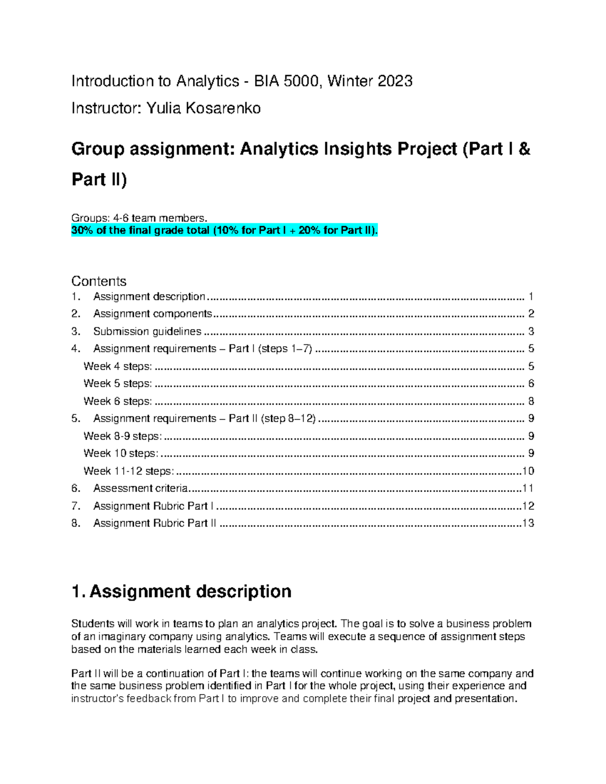 BIA 5000 - Group assignment (Winter 2023) - Introduction to Analytics ...