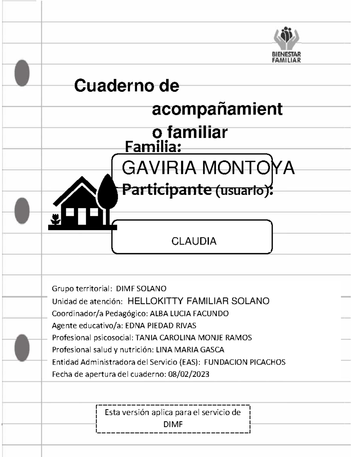 AF DIMF Hellokitty - planeacion - Servicio de Desarrollo Infantil en Medio Familiar Familia ...