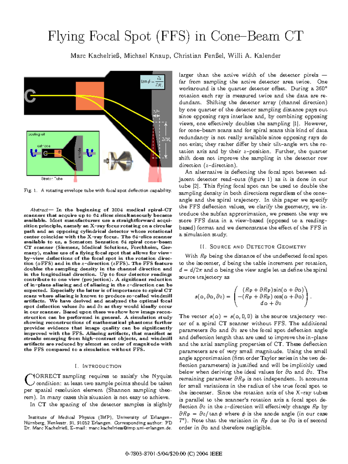 FFS MIC2004 - 1222 - Flying Focal Spot (FFS) in Cone–Beam CT Marc ...