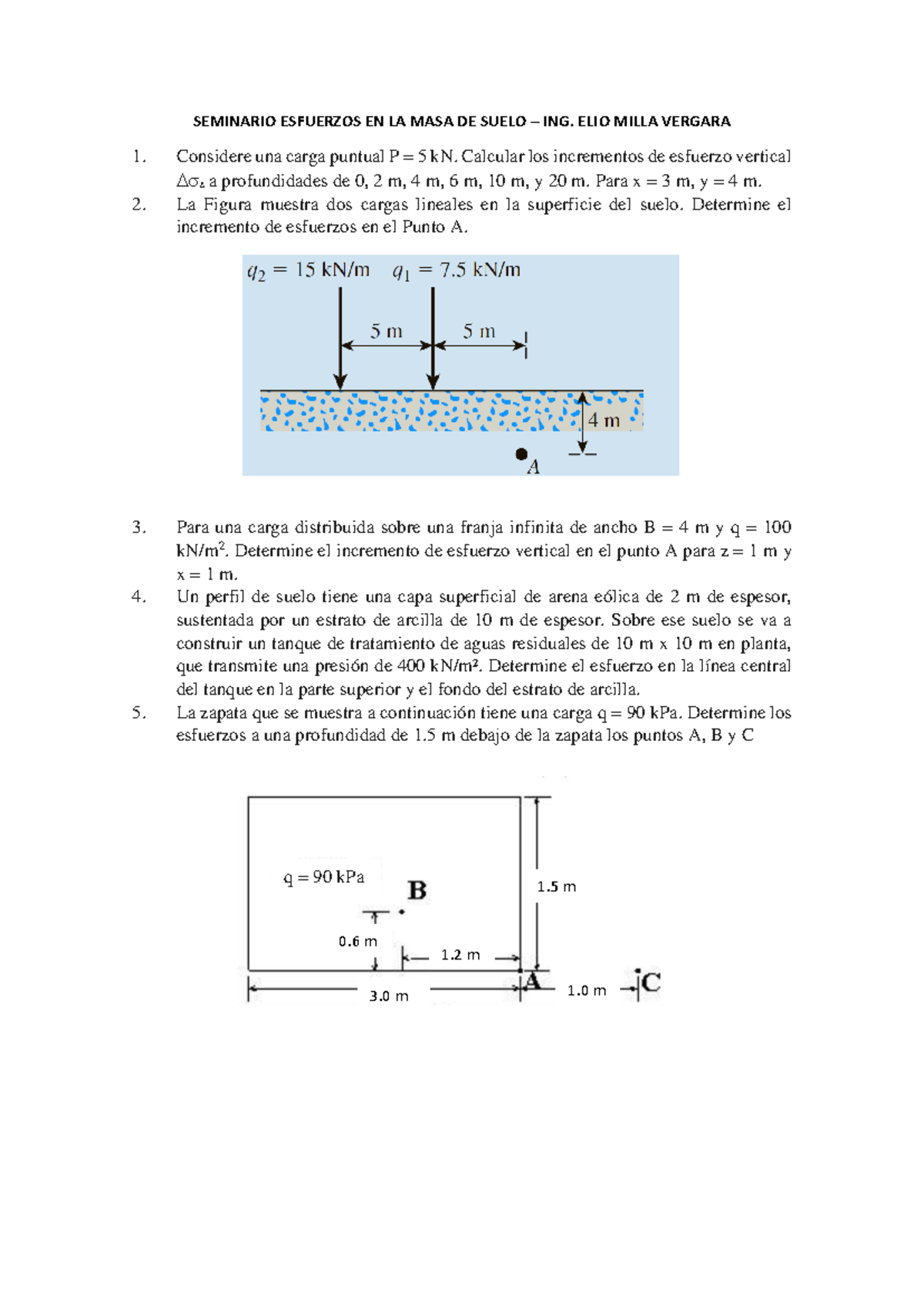 Problemas Esfuerzos en la masa de suelo - SEMINARIO ESFUERZOS EN LA MASA DE SUELO – ING. ELIO ...