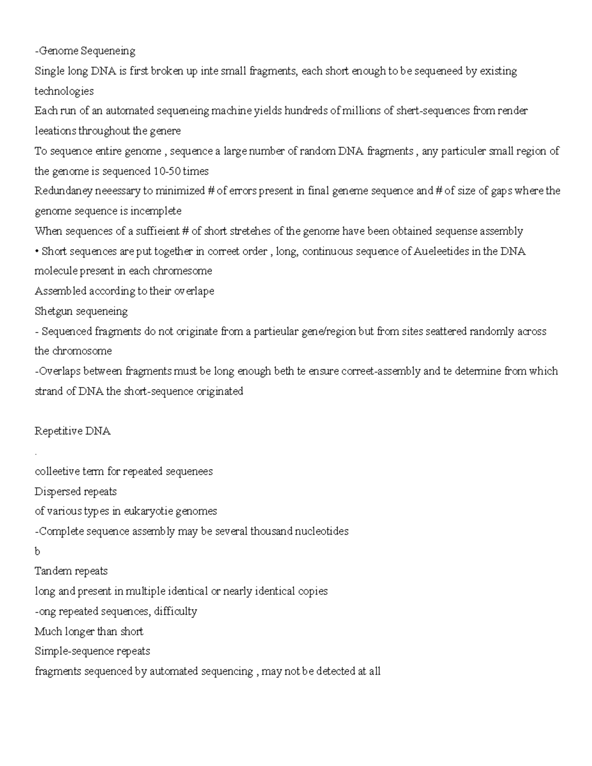 Lecture Notes Genome Sequencing -Genome Sequeneing Single long DNA is ...