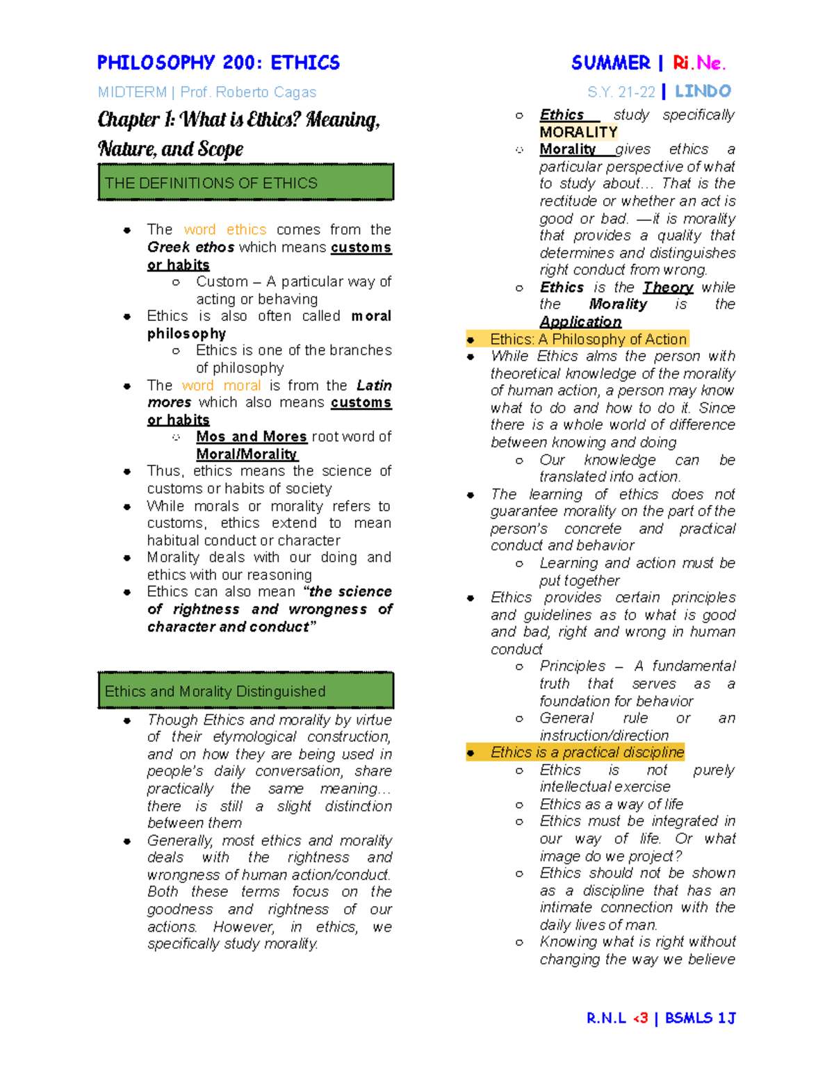 Midterm Ethics Reviewer - MIDTERM | Prof. Roberto Cagas S. 21- 22 ...