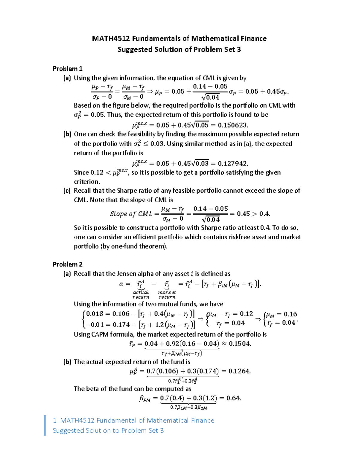 MATH4512 P3 Solution - MATH 4512 - 1 MATH4512 Fundamental of ...