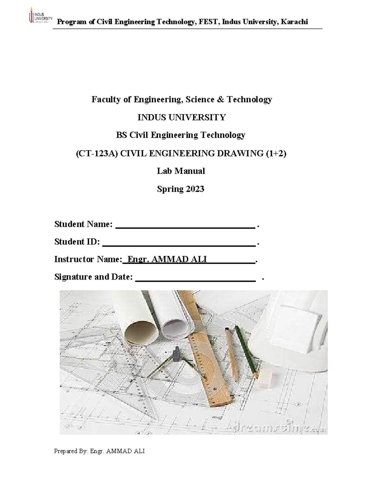 Lab Manual CED 1 - Prepared By: Engr. AMMAD ALI Faculty of Engineering ...