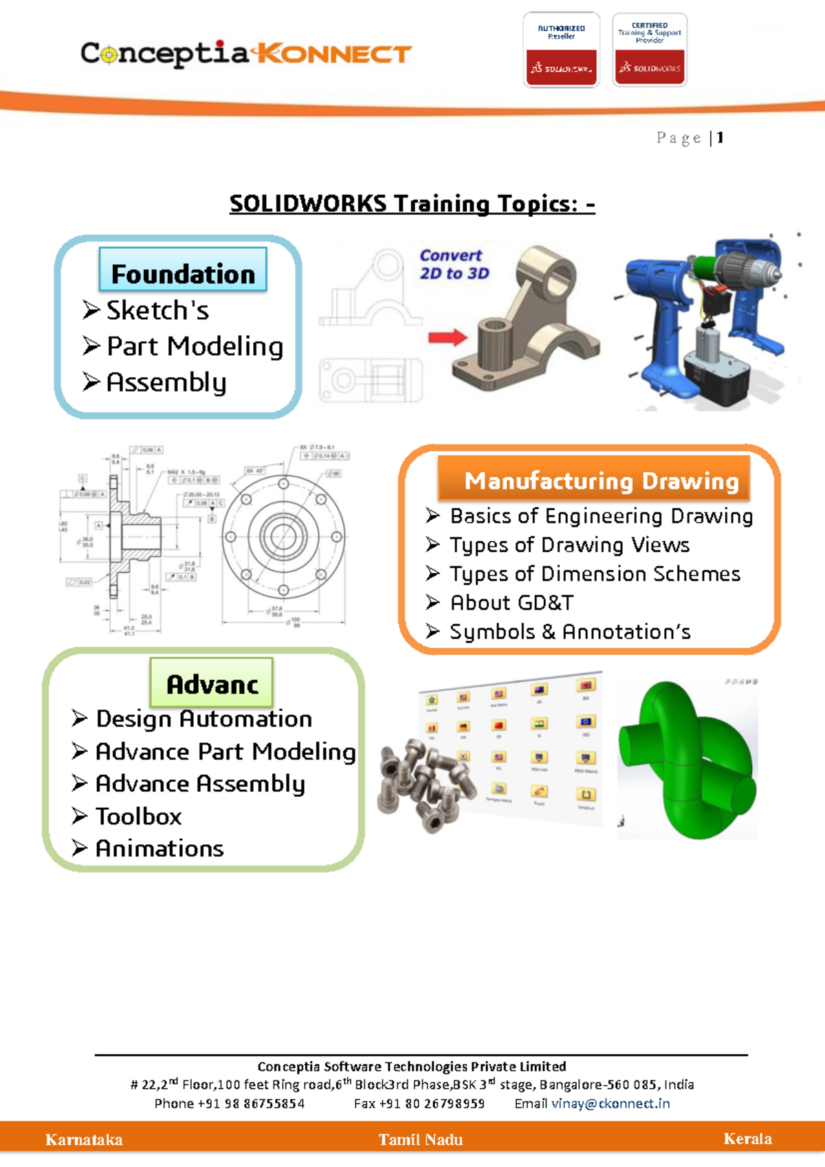 Solidworks Training Topics - P a g e | 1 Conceptia Software ...
