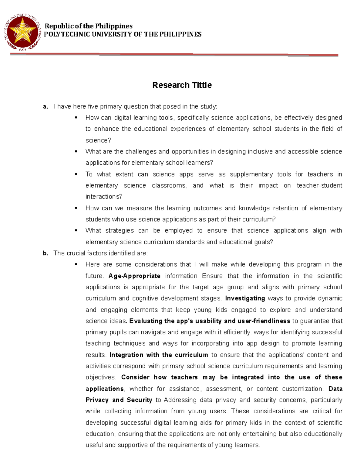research for activity no 4 - Republic of the Philippines POLYTECHNIC ...