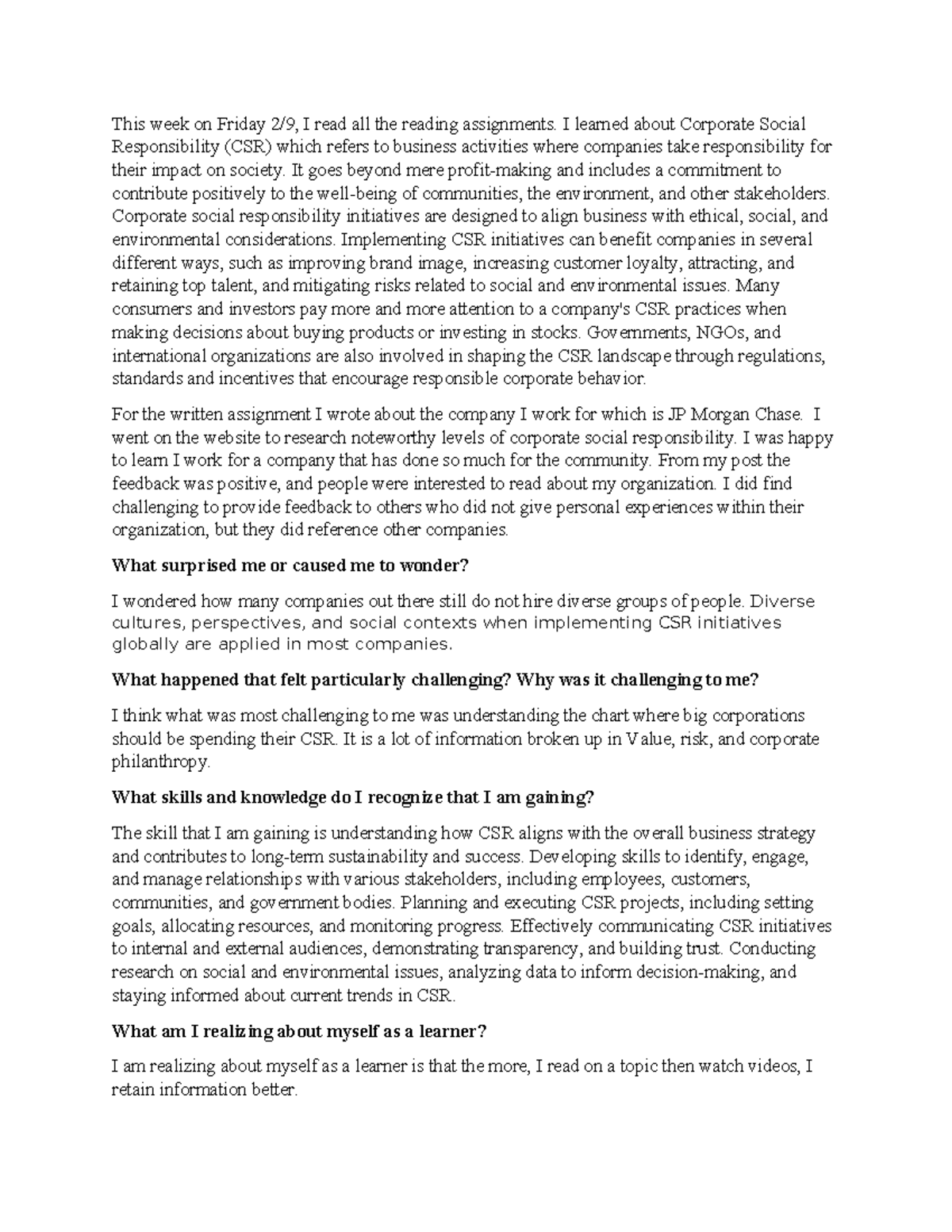 Journal Assignment - Unit 3 - This week on Friday 2/9, I read all the ...