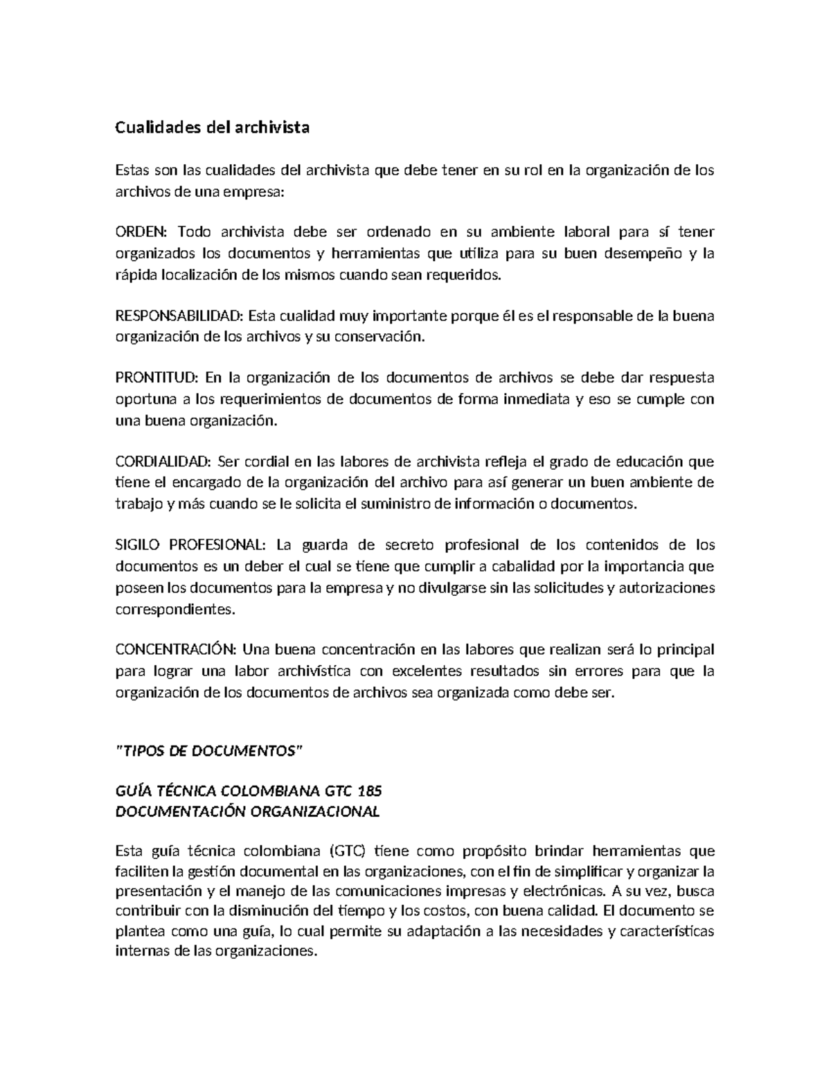 Literatura Y Trabajos Archivista - Cualidades del archivista Estas son ...