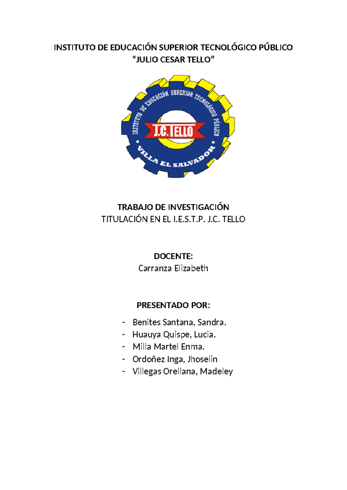 Caratula - Redacción de textos - INSTITUTO DE EDUCACIÓN SUPERIOR ...