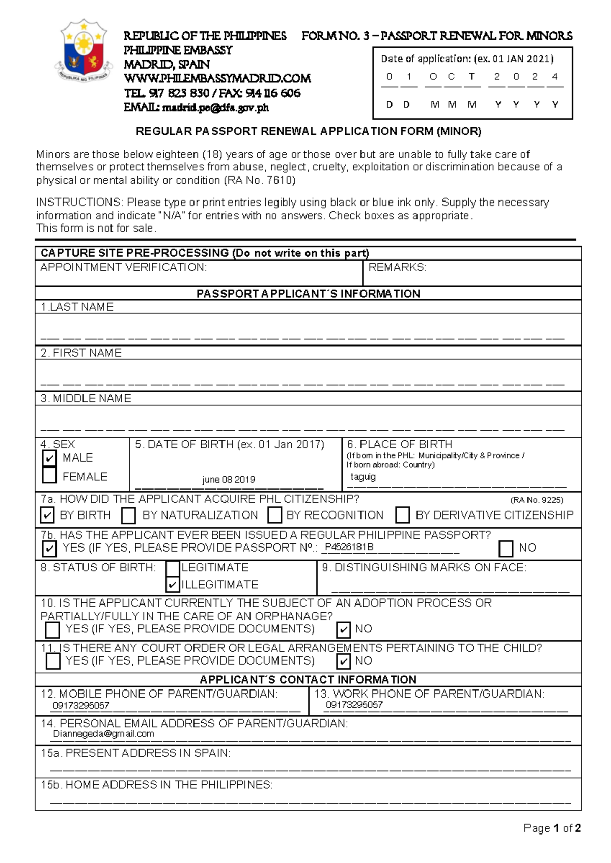 PDF Passport Renewal Minors copy - Page 1 of 2 REPUBLIC OF THE ...