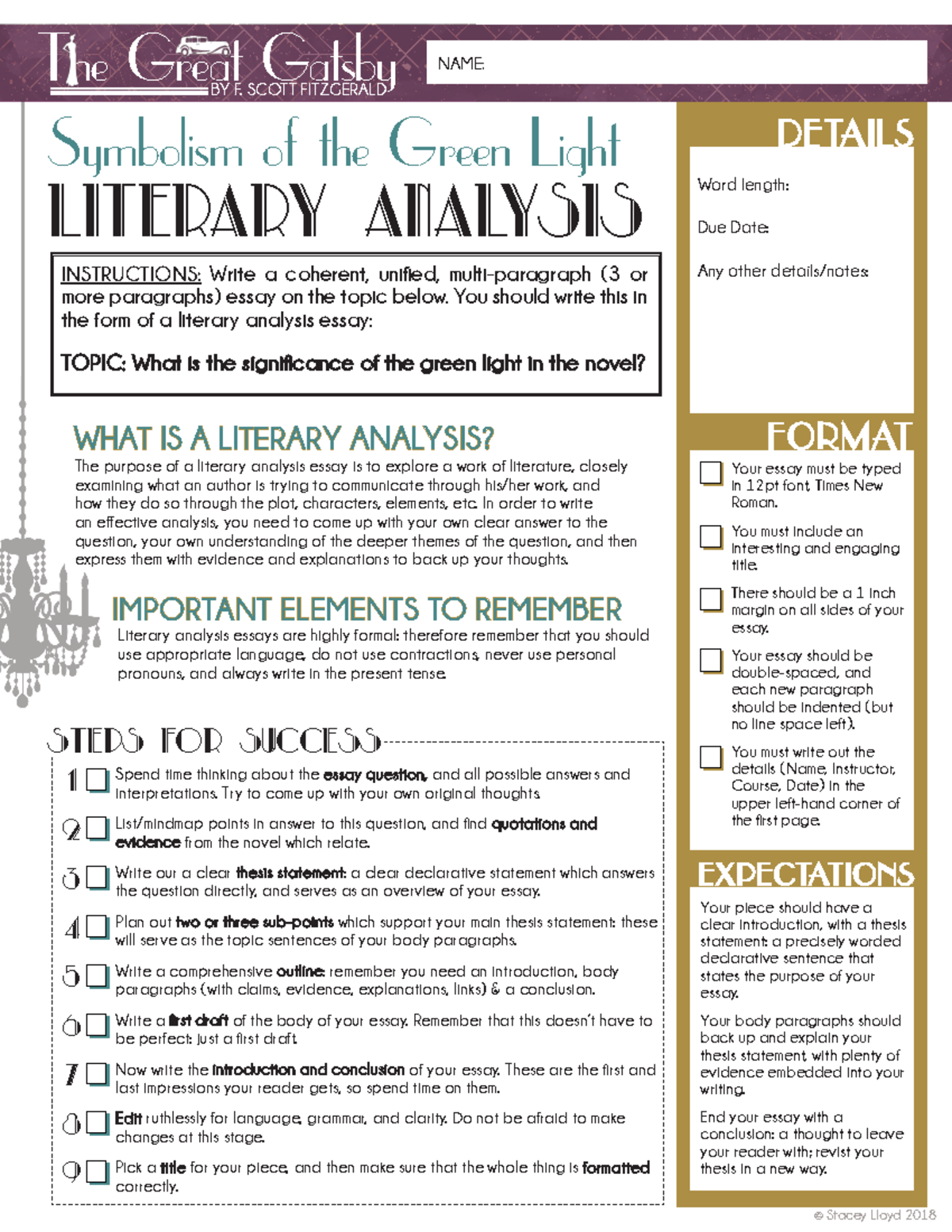 a Literary Analysis Symbolism Of The Green Light - Symbolism of the ...