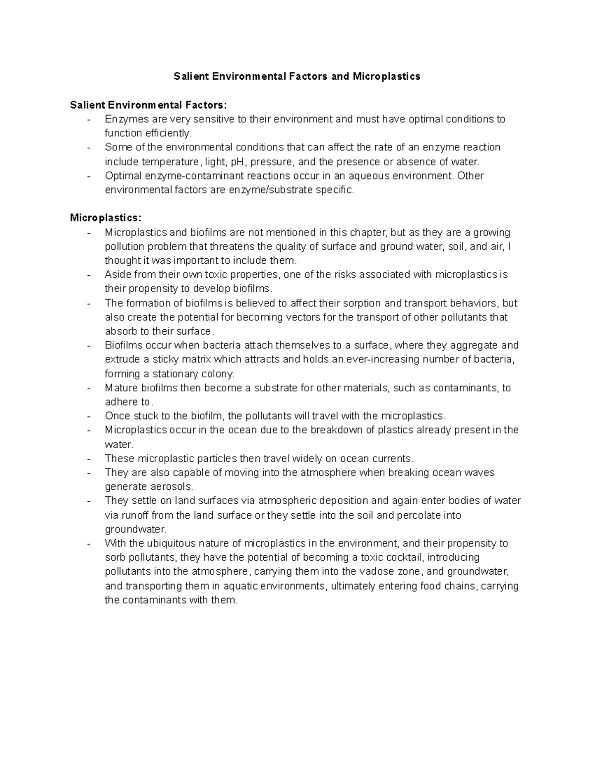Salient Environmental Factors and Microplastics - Some of the ...