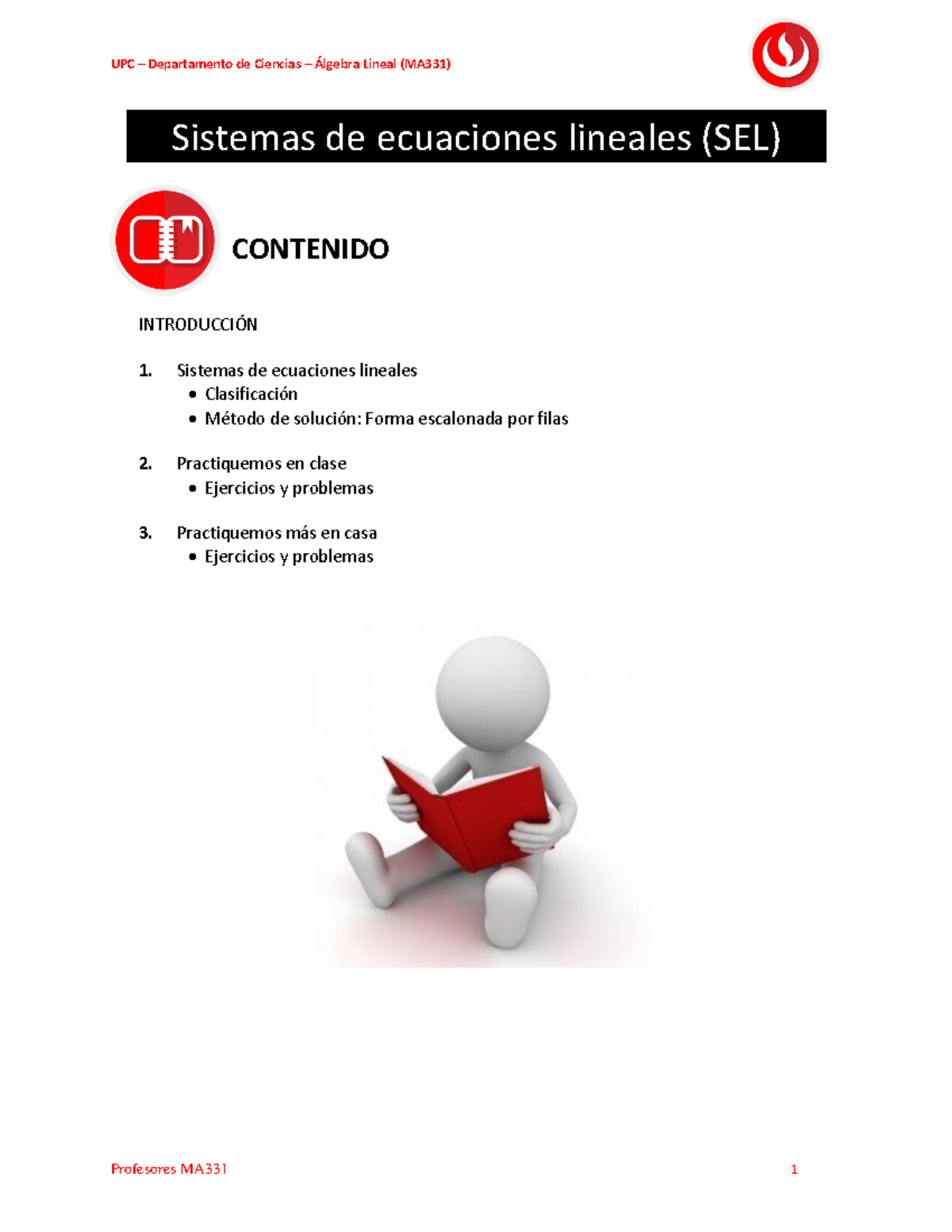 Clasificación de un SEL - Sistemas de ecuaciones lineales (SEL ...