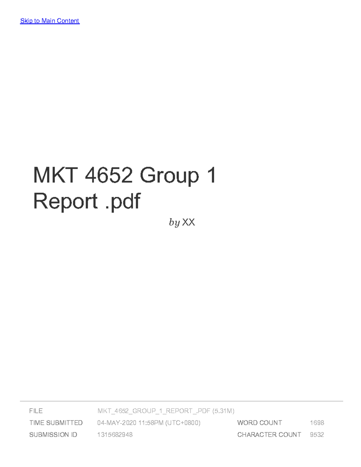 Project report sample 2 - Skip to Main Content MKT 4652 Group 1 Report ...