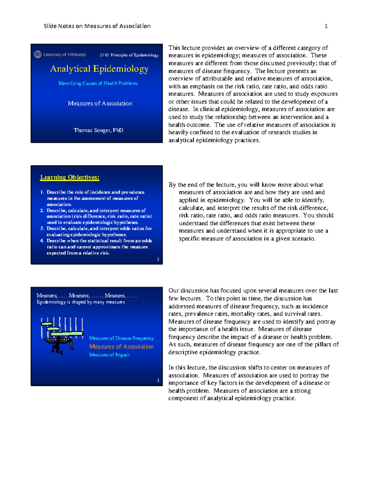 Slide Notes on Measures of Association - Analytical Epidemiology ...