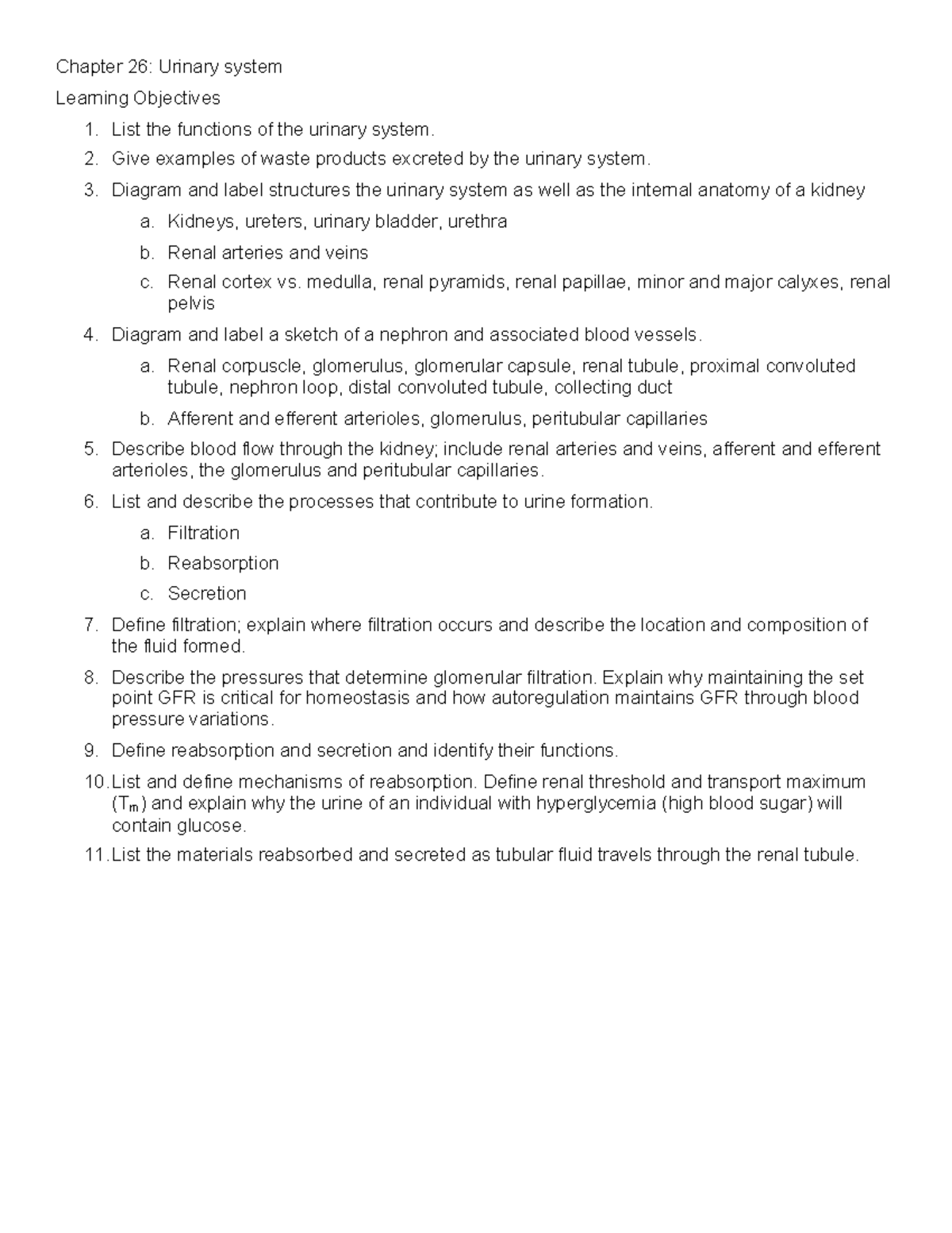 Week 12- Urinary System 1 - Chapter 26: Urinary system Learning ...