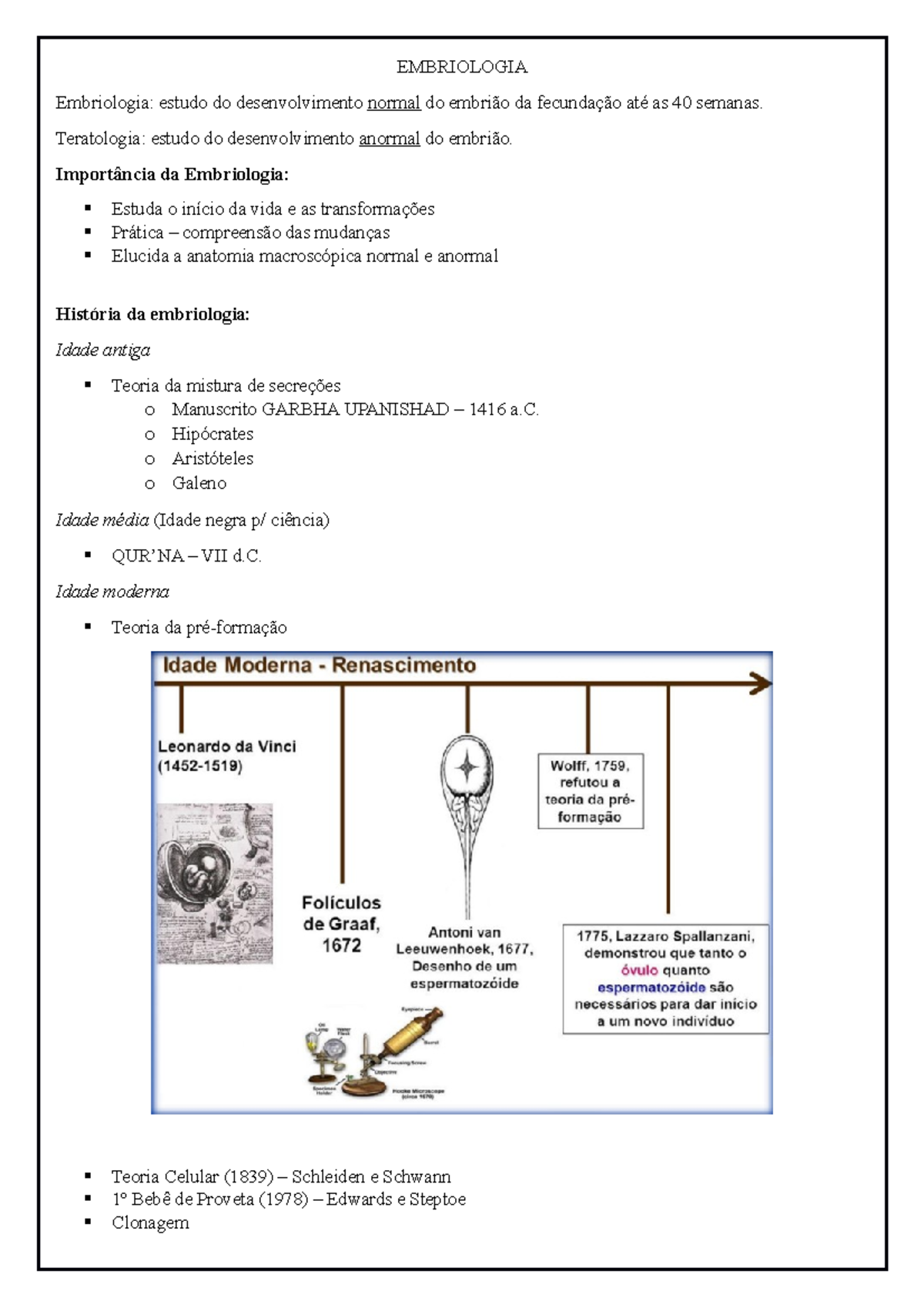 introdução à embriologia - EMBRIOLOGIA Embriologia: estudo do ...