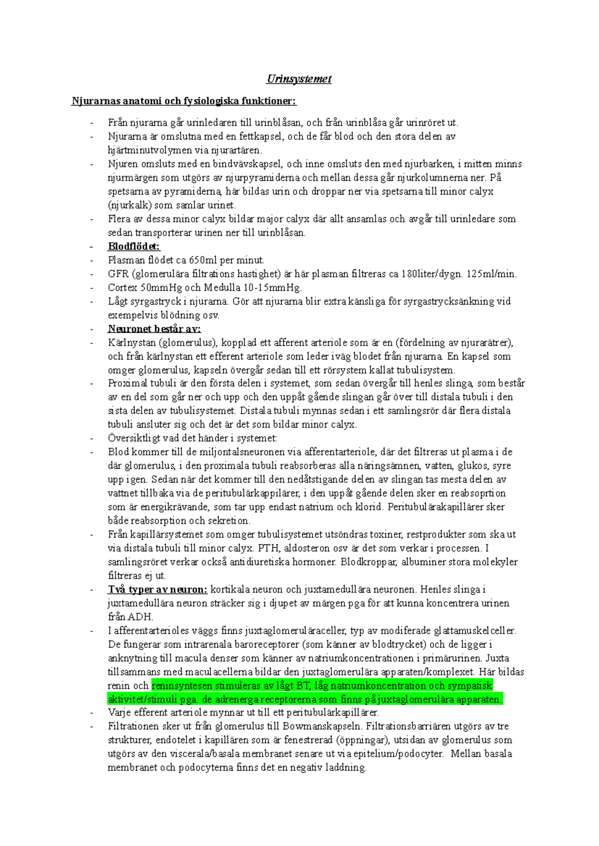 Föreläsning om Urinsystemet - Urinsystemet Njurarnas anatomi och ...