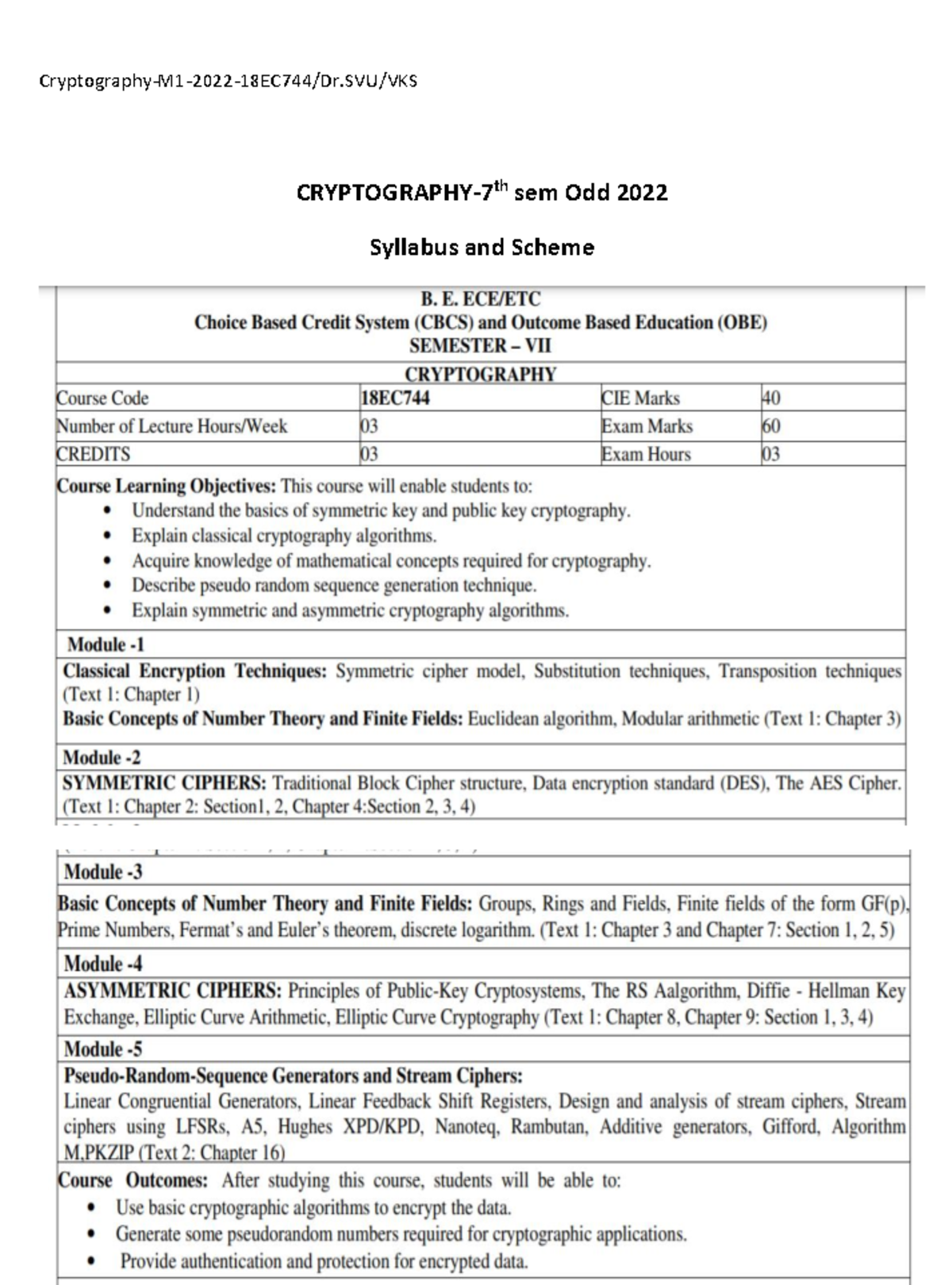 Mod1 uma - RNSIT Notes of Prof. Uma - CRYPTOGRAPHY-7th sem Odd 2022 ...