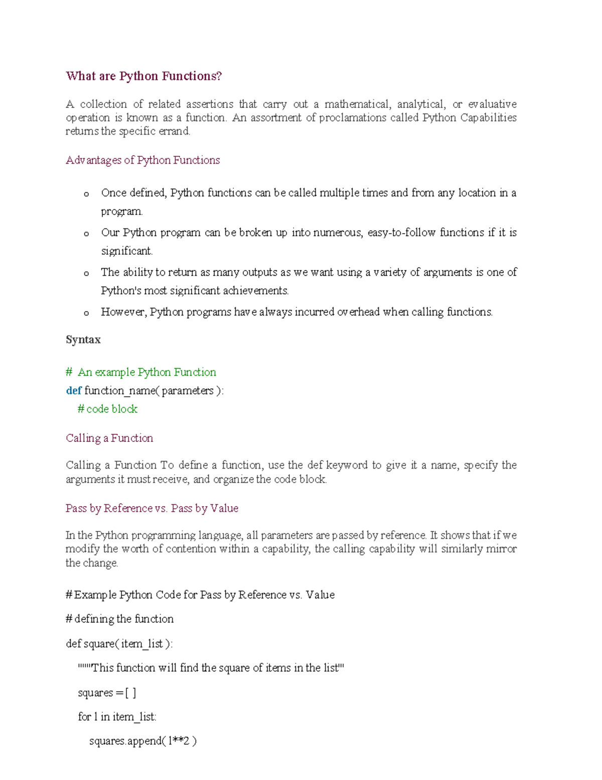 Unit 2 Notes - What are Python Functions? A collection of related ...