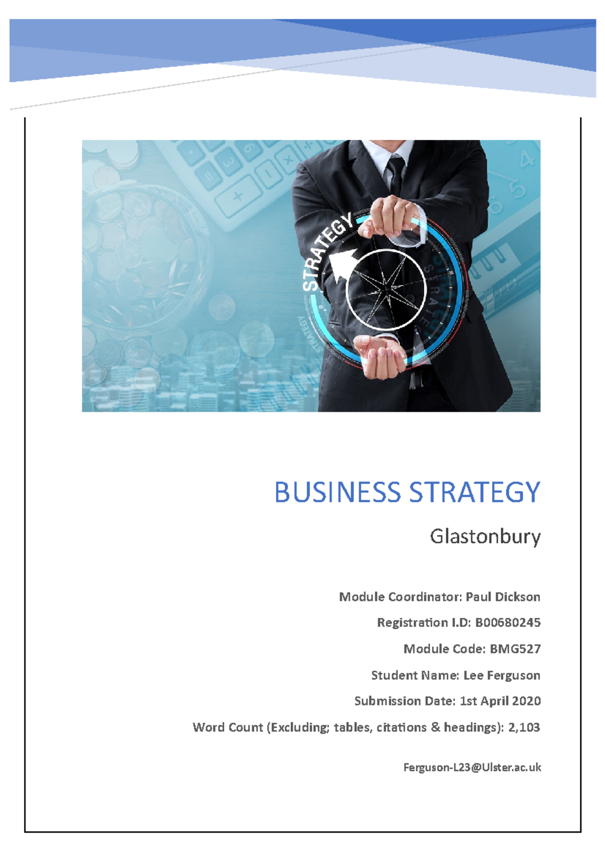 Business Strategy Assignment - Ferguson-L23@Ulster.ac BUSINESS STRATEGY ...