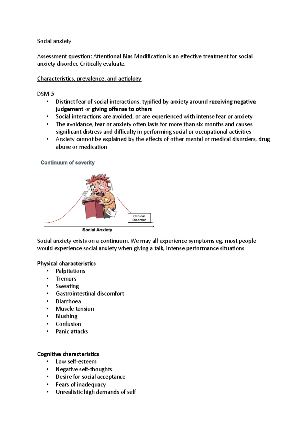 Social anxiety - Social anxiety Assessment question: Attentional Bias ...