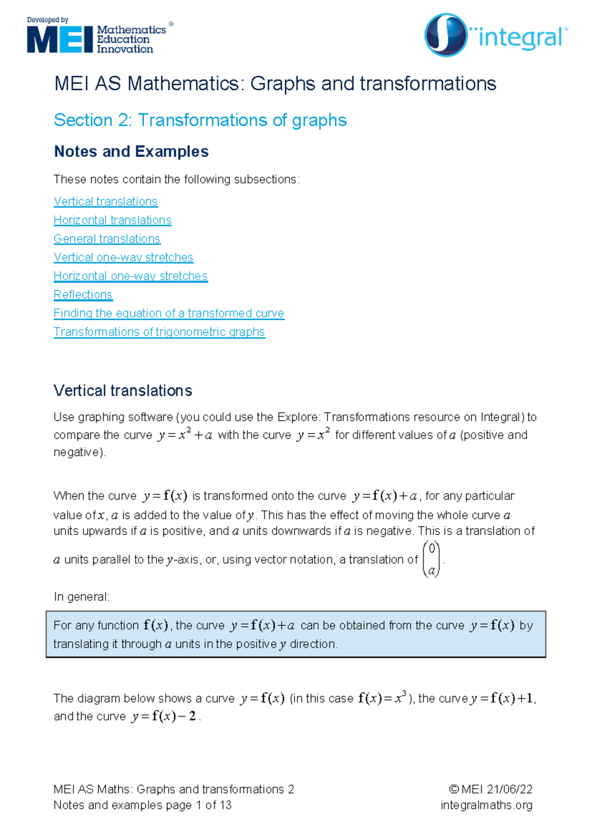 Meiasg 2n - sss - MEI AS Maths: Graphs and transformations 2 © MEI 21 ...