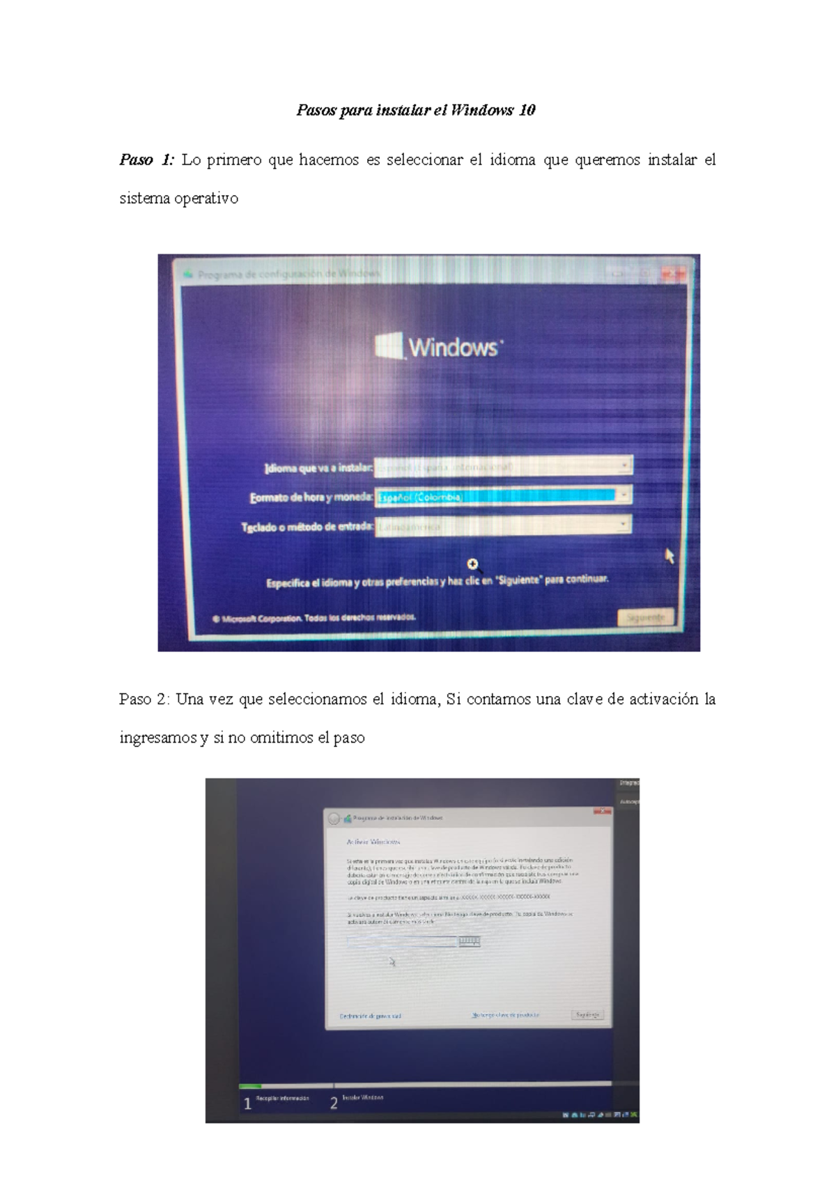 Pasos para instalar el Windows 10 - Studocu