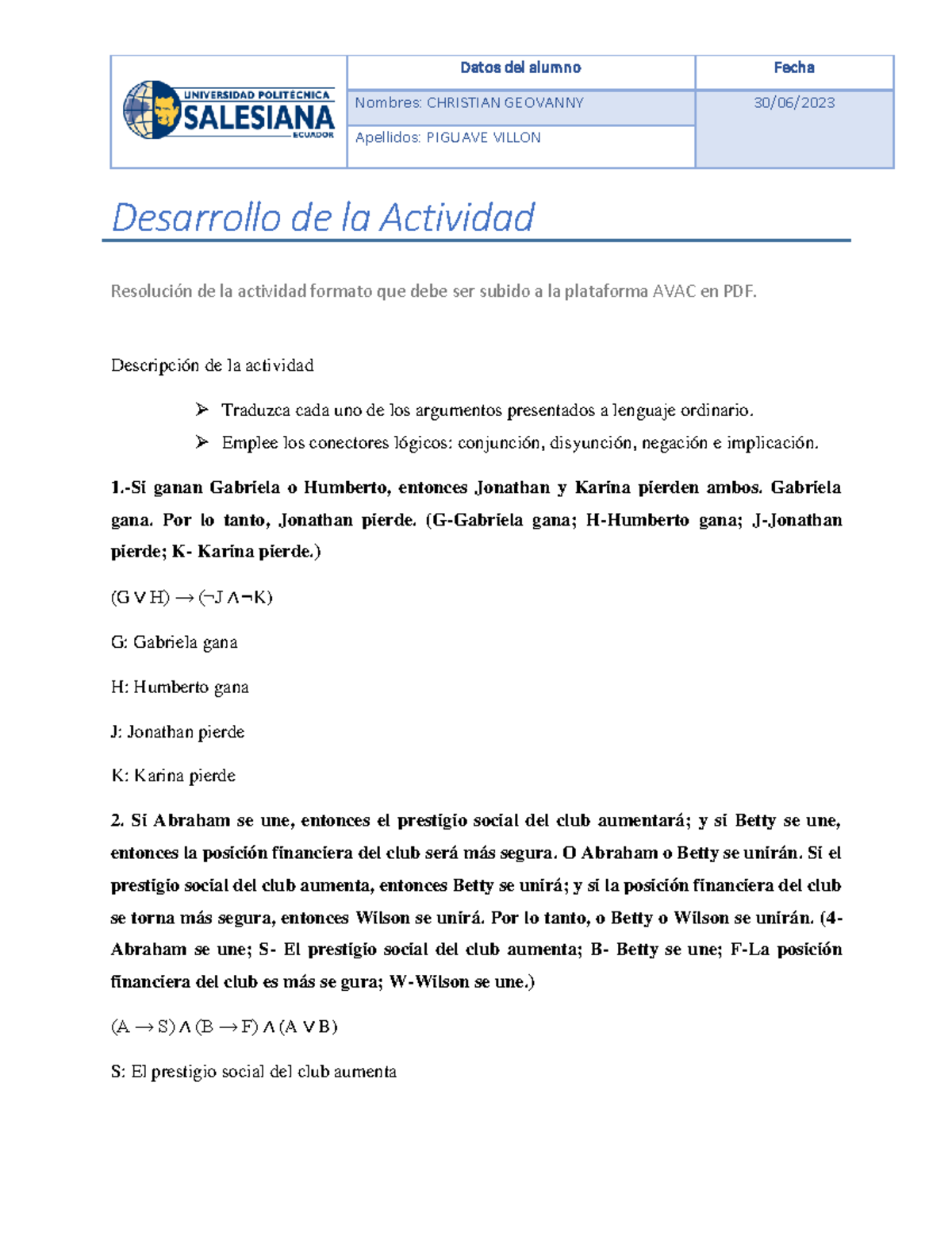 Chritian Geovanny Piguave Villon Tarea 2 PC - Datos del alumno Fecha ...