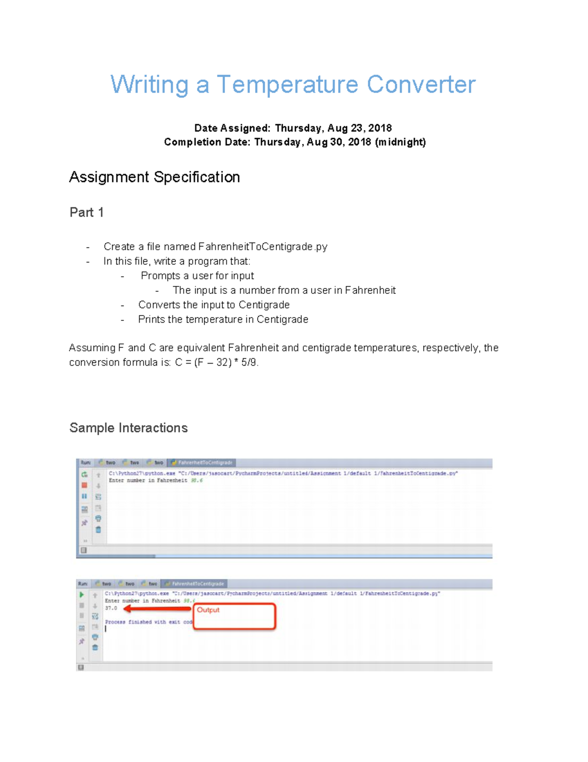 1. Writing a Temperature Converter Intro, Variables - Writing a ...